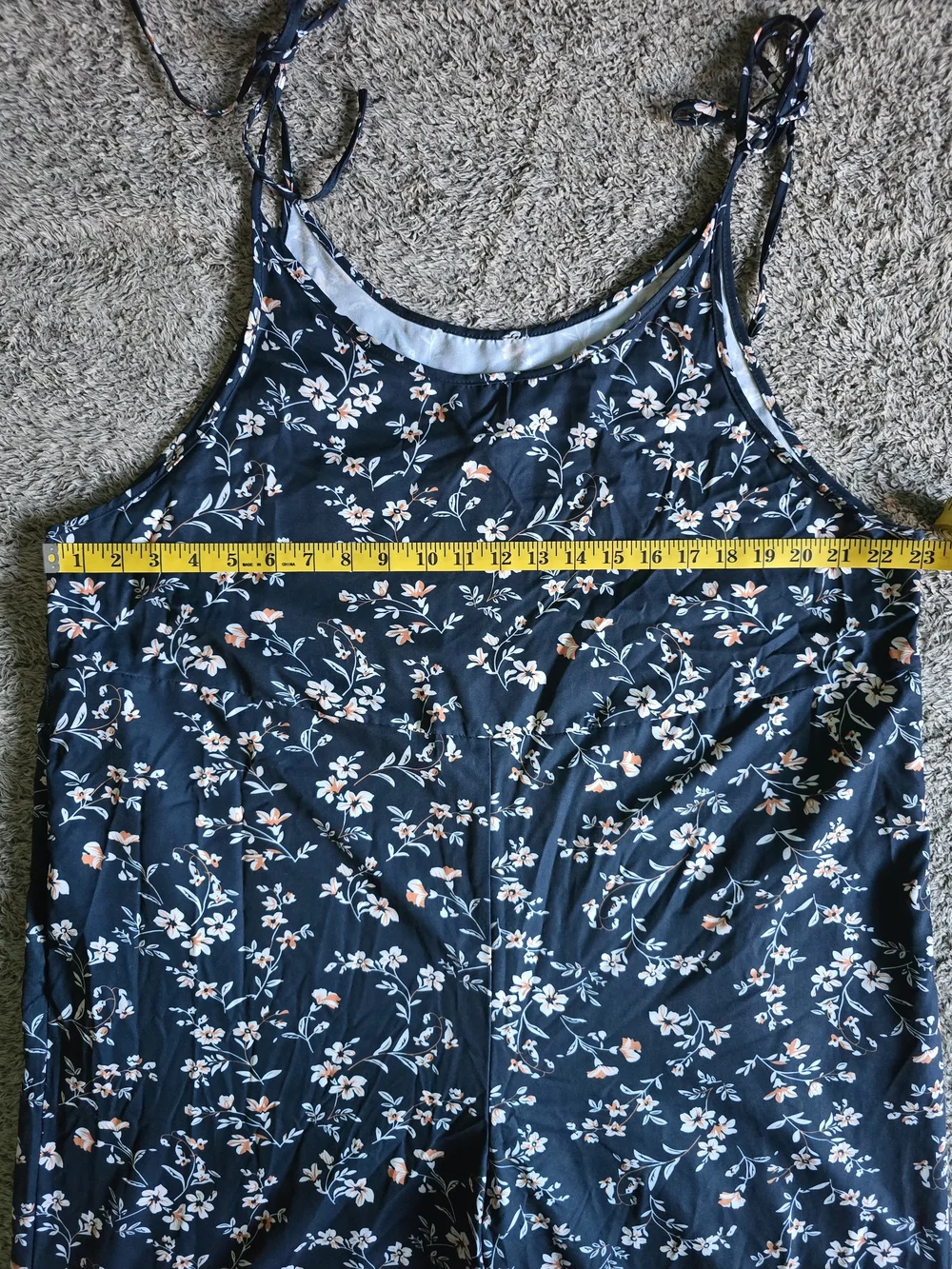 SHEIN | Pants & Jumpsuits | Shein Curve Navy Floral Tiestrap Jumpsuit X ...